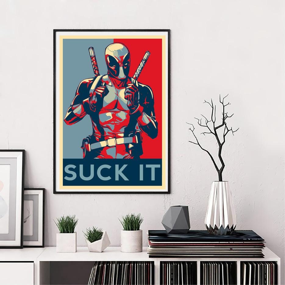 Funny Superhero Deadpool Movie Poster, HD Wall Art Canvas Painting for ...