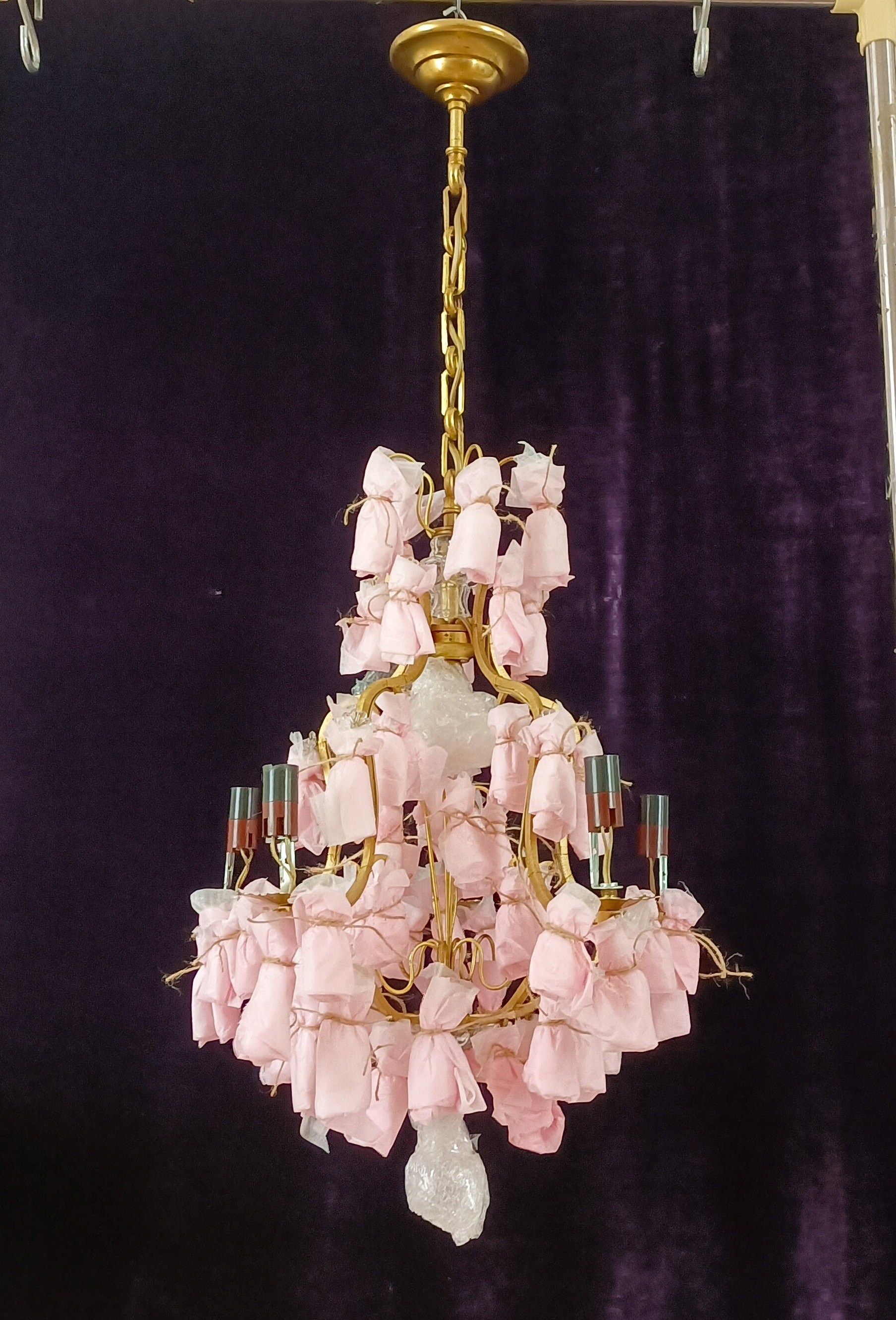 French Chandelier With Amethyst Beaded Swags and Pink Murano Drops - Etsy