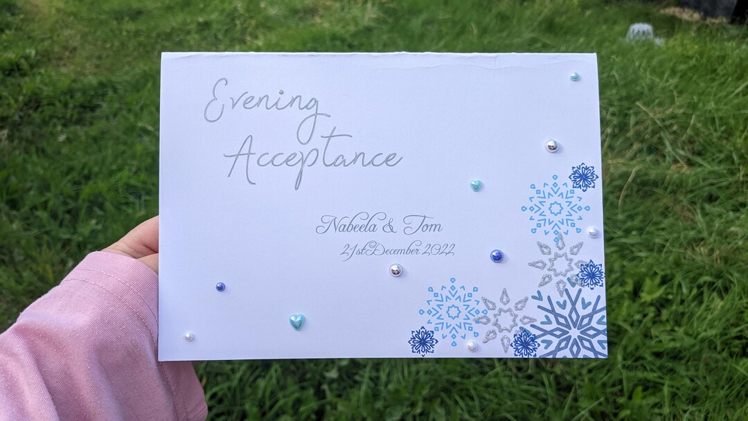 Evening Reception Acceptance Card Winter Theme - Etsy Australia