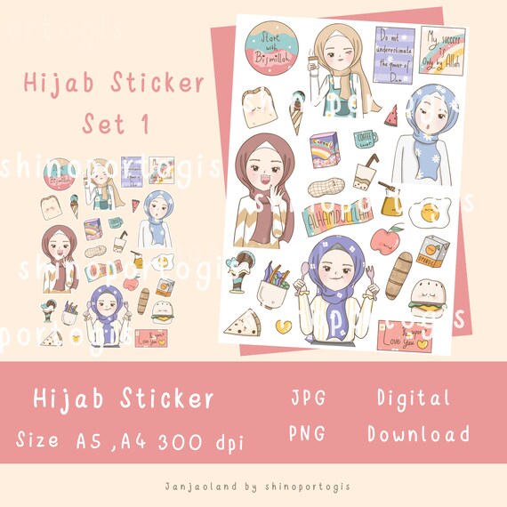 Hijab Printable Sticker Sticker Sheet Digital Download Set | Etsy