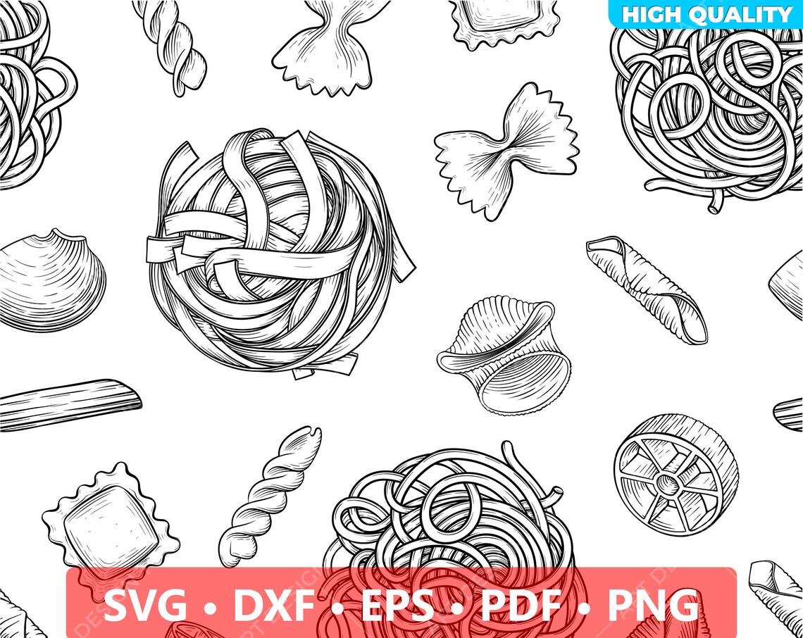 Pasta svg Spaghetti svg Pasta digital Pasta background | Etsy