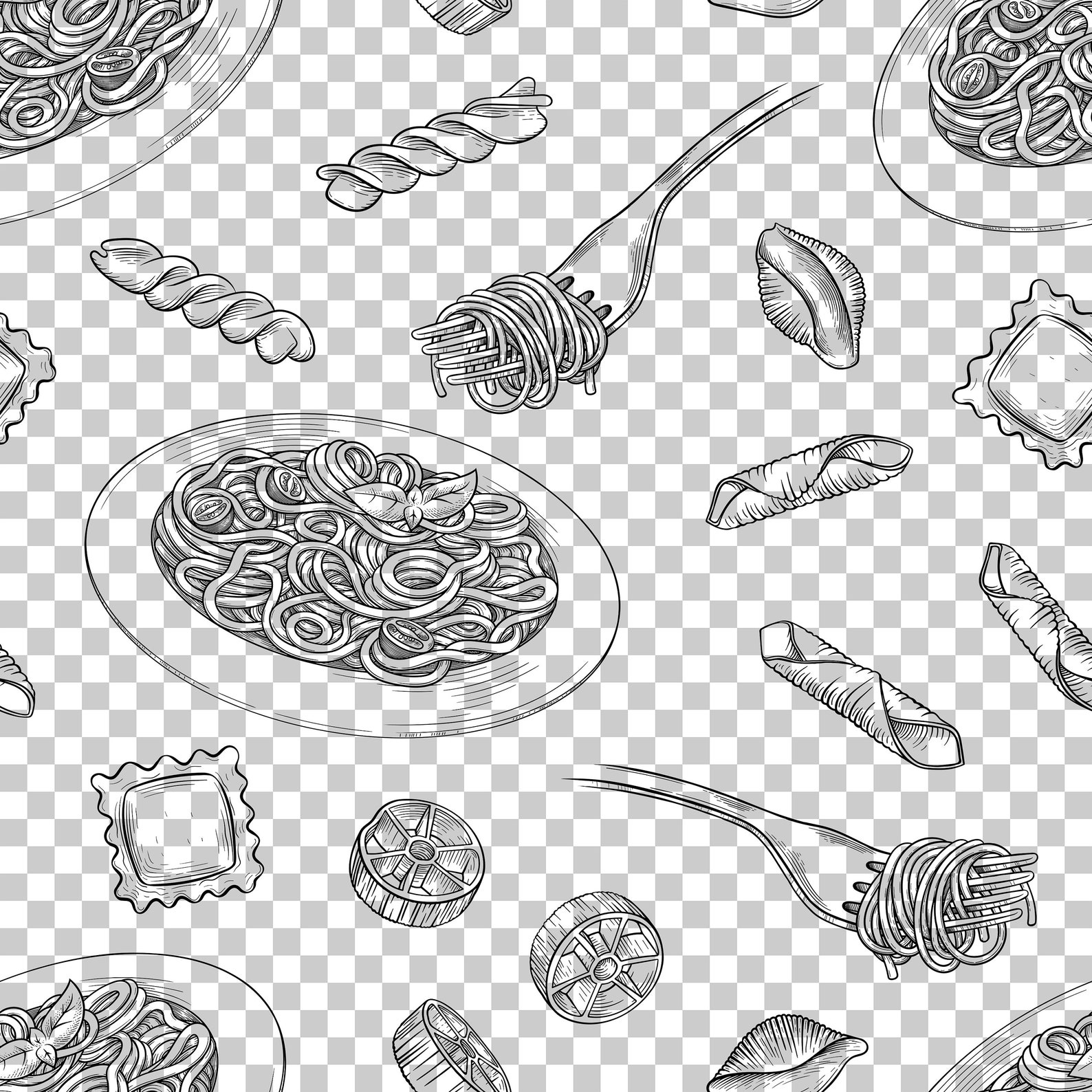 Pasta svg Spaghetti svg Pasta digital Pasta background | Etsy