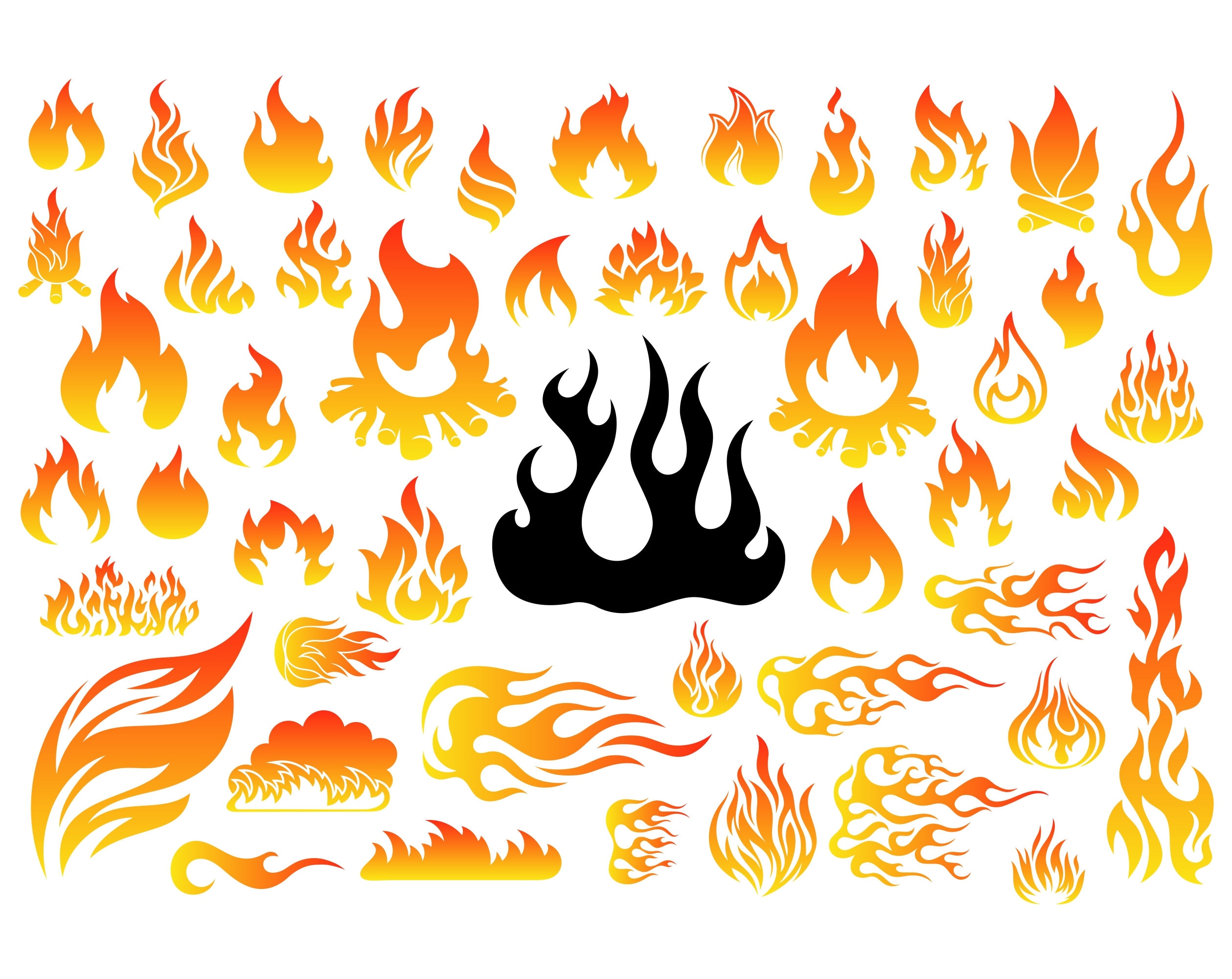 Fire Flames svg Flame Bundle Fire svg Flames svg Flames Cut | Etsy