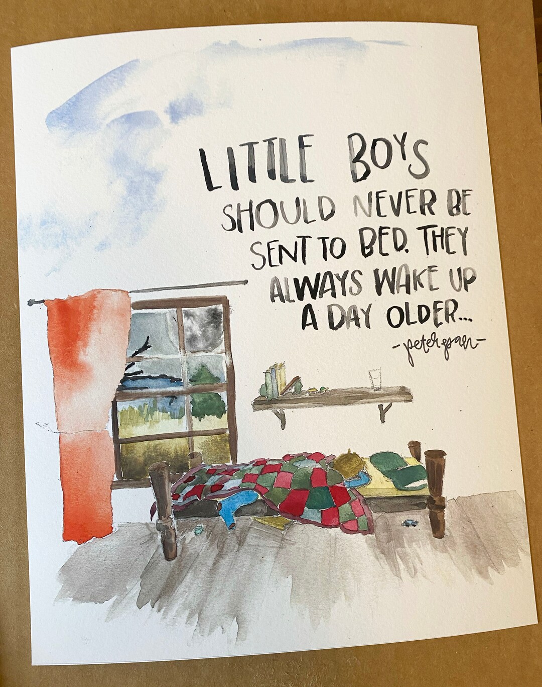 Peter Pan, Little Boys Watercolor Art, Quote - Etsy