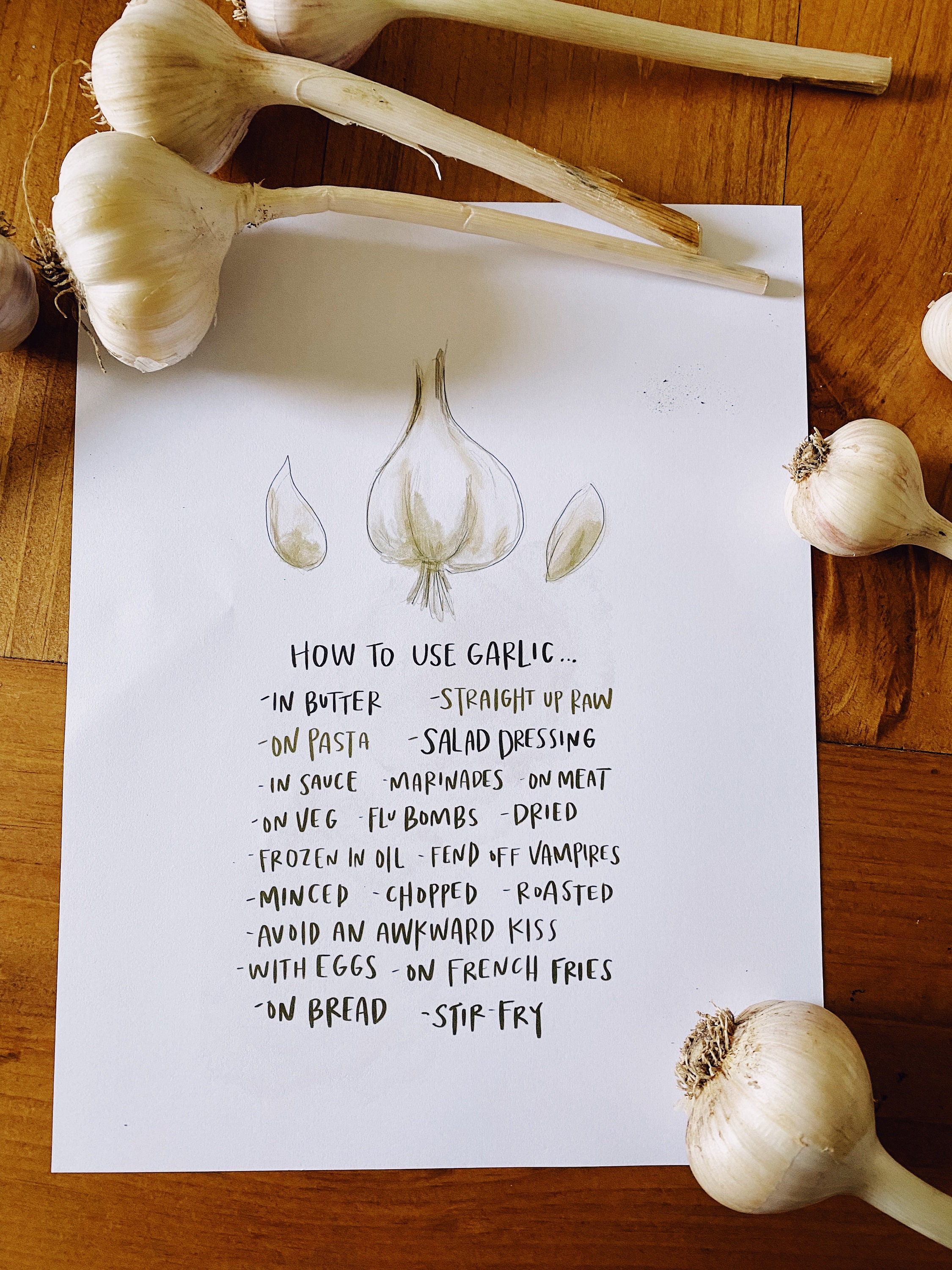 How to Use Garlic - Print - Etsy