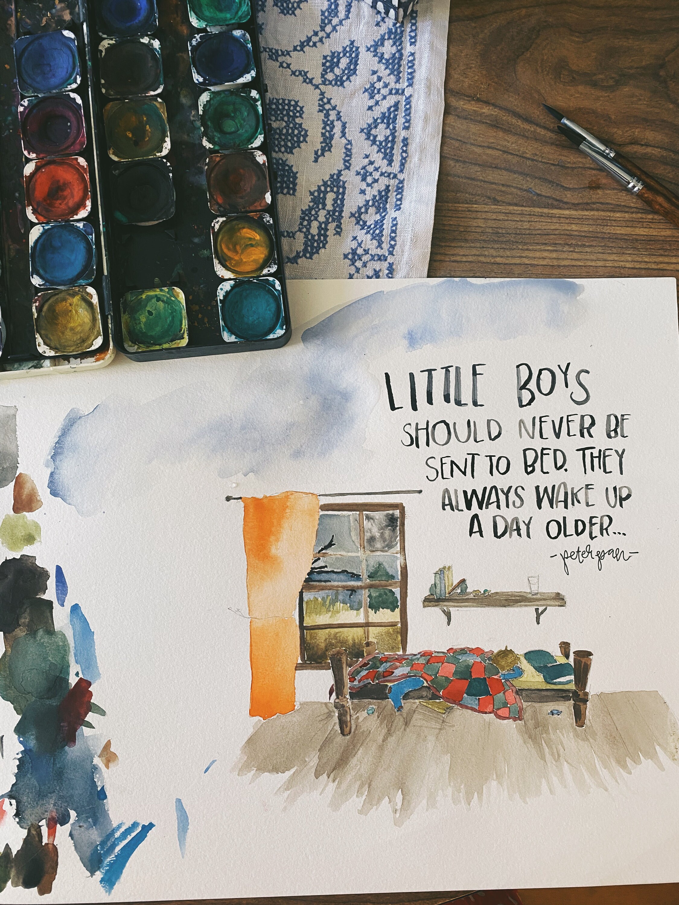 Peter Pan, Little Boys Watercolor Art, Quote - Etsy