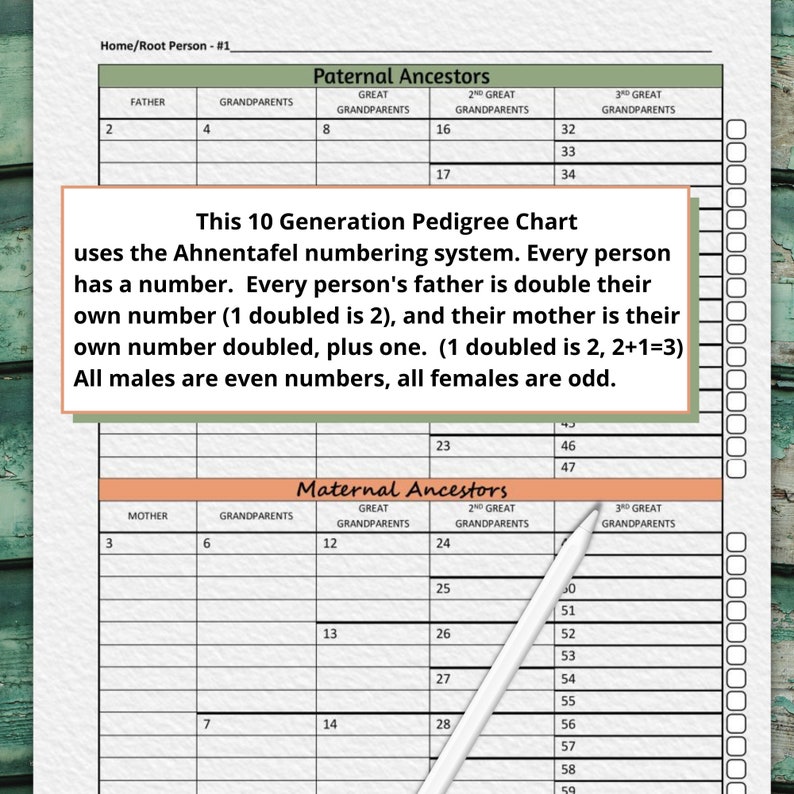 10 Generation Genealogy Chart Template, Genealogy Research Forms ...