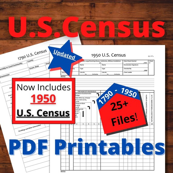 US Census Forms Census Printable Bundle Genealogy Printable - Etsy