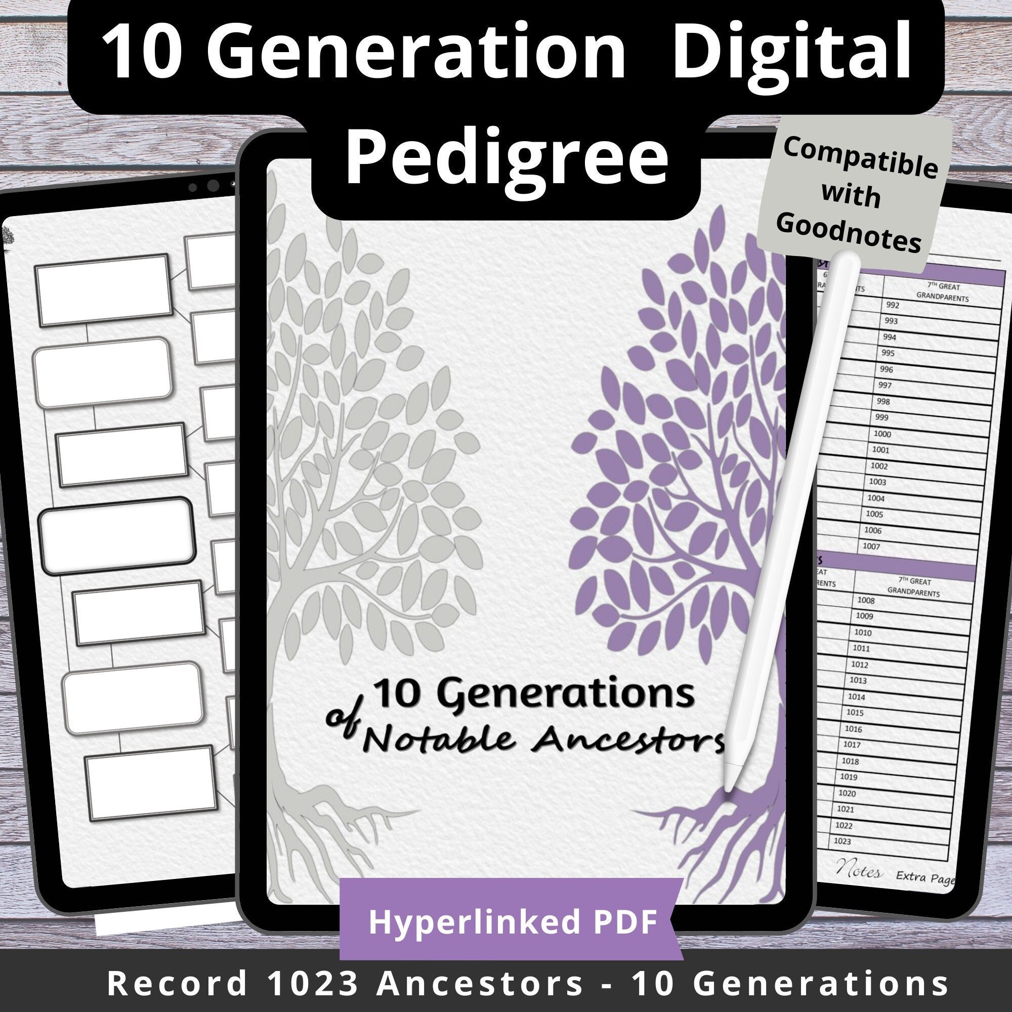 10 Generation Genealogy Chart Template: Ancestry Tracker (digital ...
