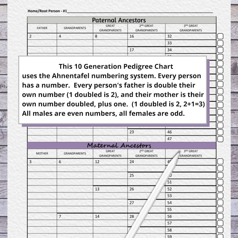 10 Generation Genealogy Chart Template, Genealogy Research Forms ...