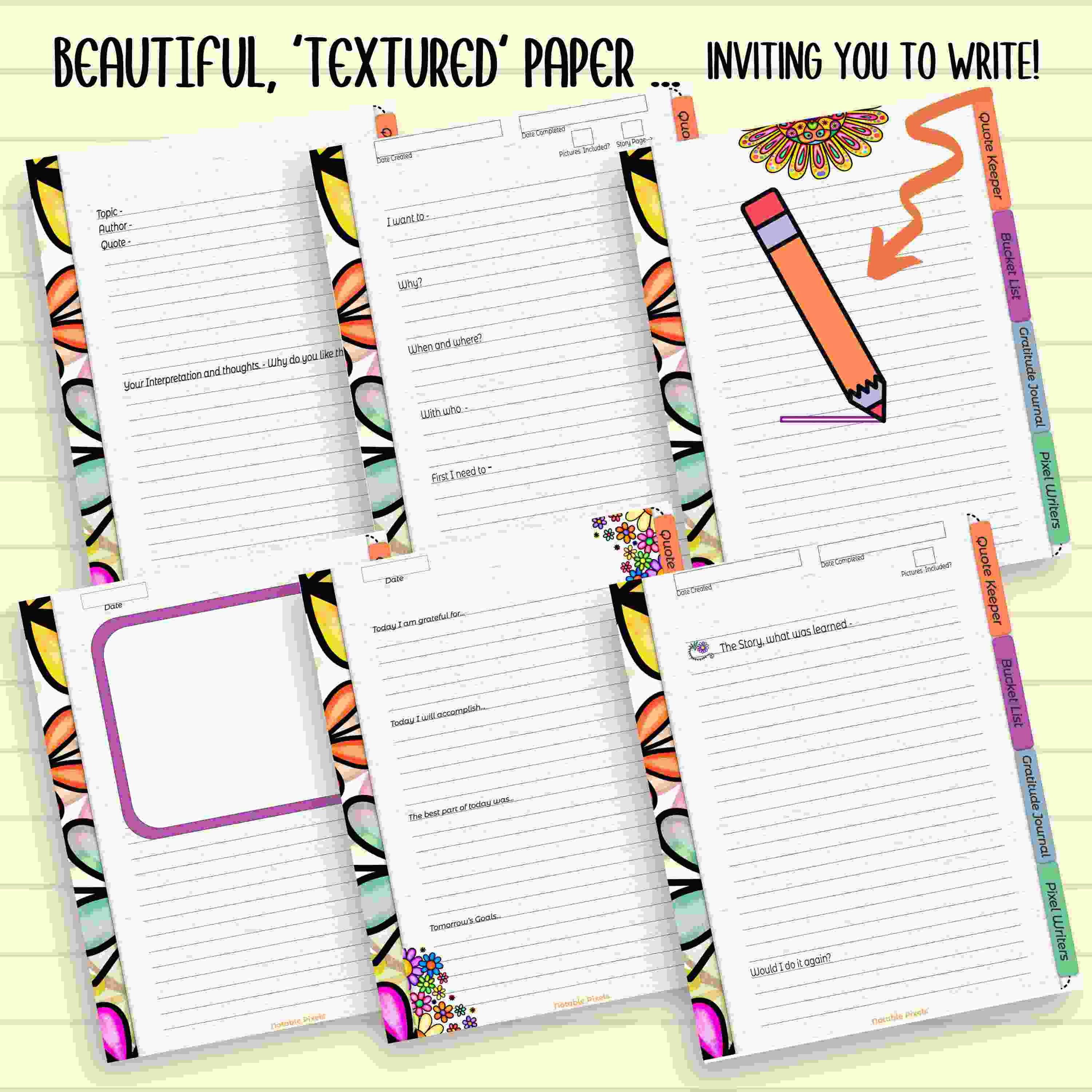 Digital Gratitude Journal and 10 Subject Digital Notebook With Bucket ...