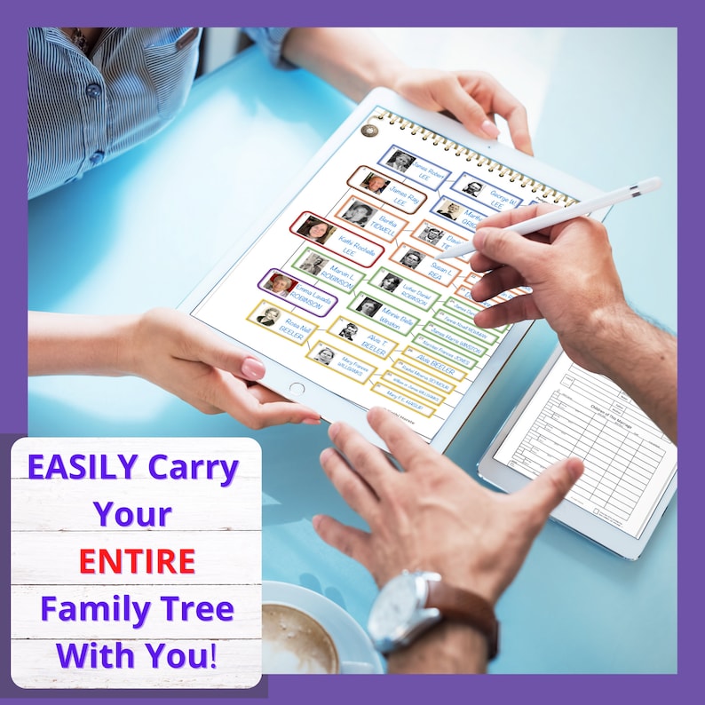 Family Tree Ancestry Chart Digital Workbook, Genealogy Gift, Pedigree ...