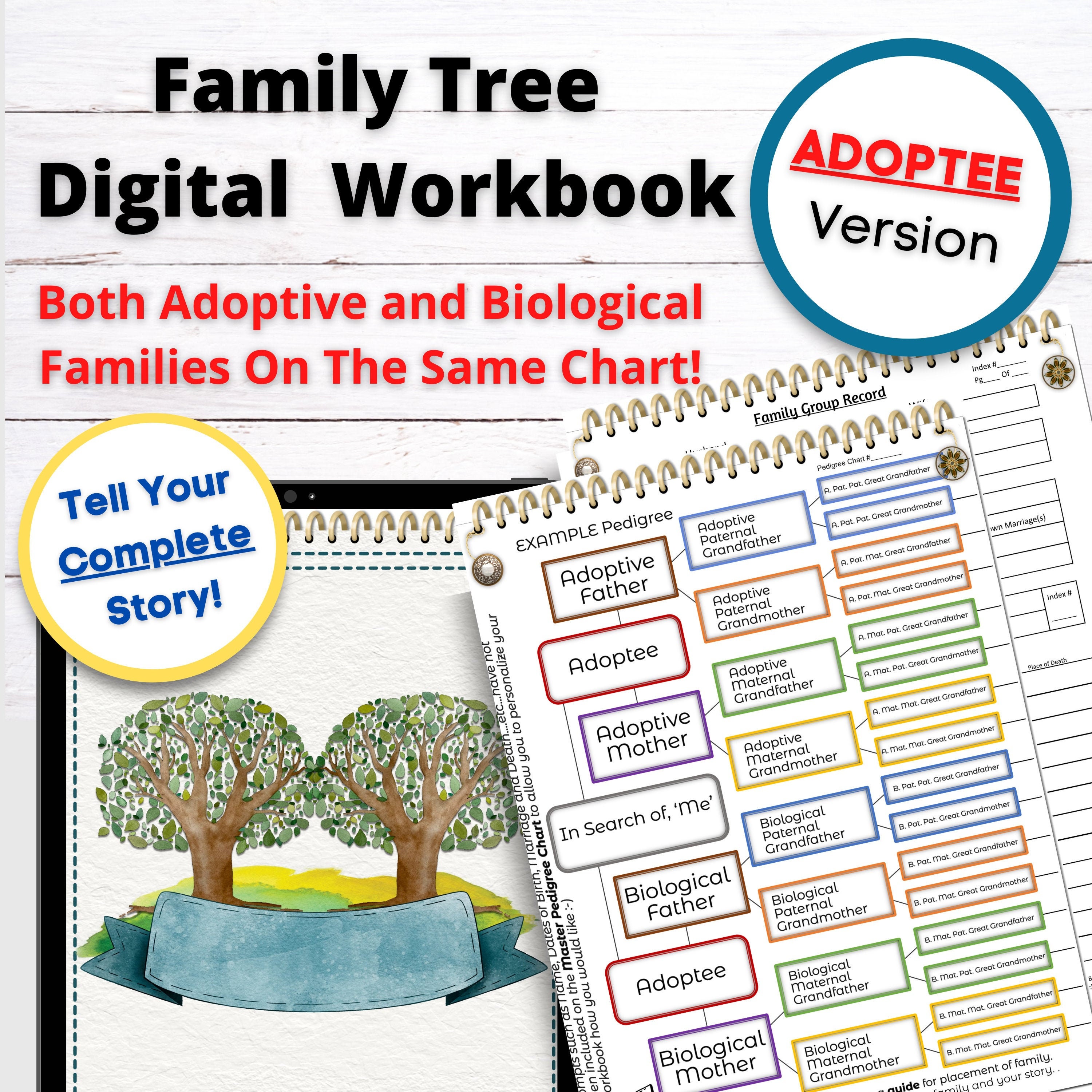 Adoption Family Tree Chart: Digital Genealogy Workbook (goodnotes) - Etsy