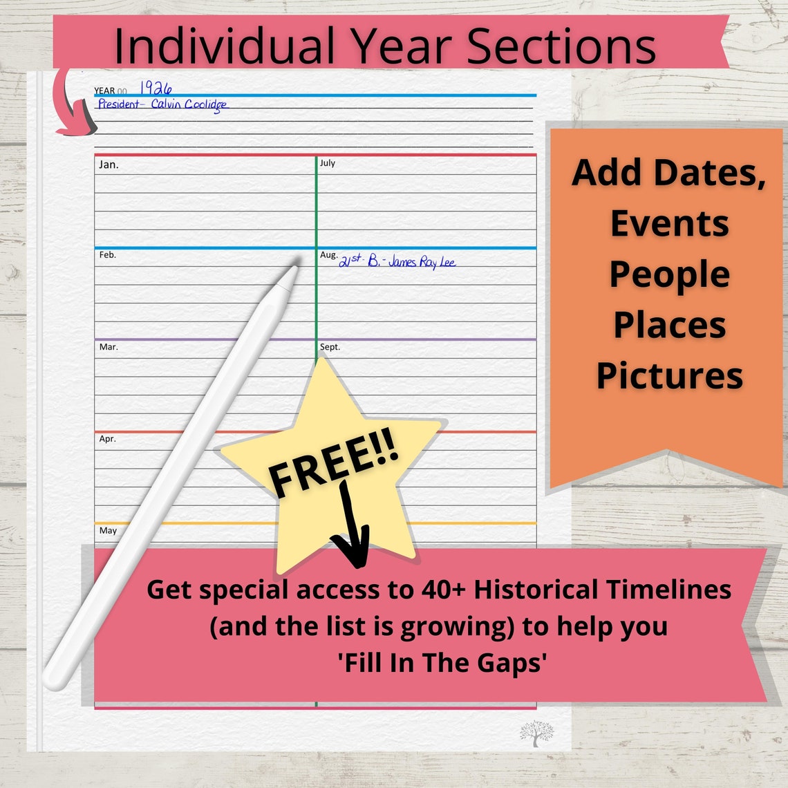 Family Timeline Digital Workbook Family History Gifts Family - Etsy