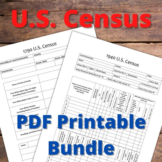 US Census Forms Census Printable Bundle Genealogy Printable | Etsy