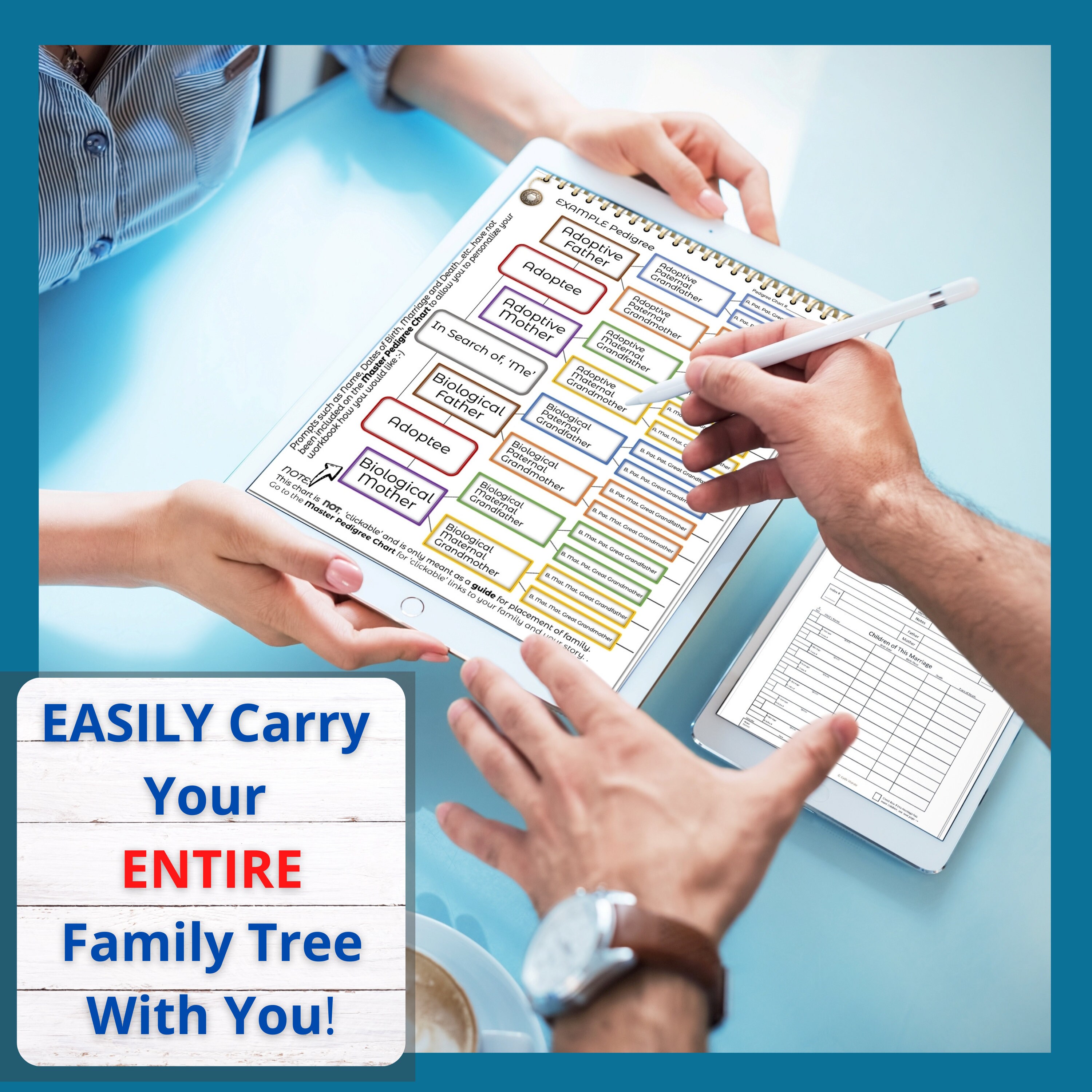 Family Tree Adoption Ancestry Chart Digital Workbook, Goodnotes ...