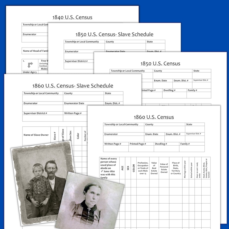 US Census Forms, Census Printable Bundle, Genealogy Printable, US 1950 ...