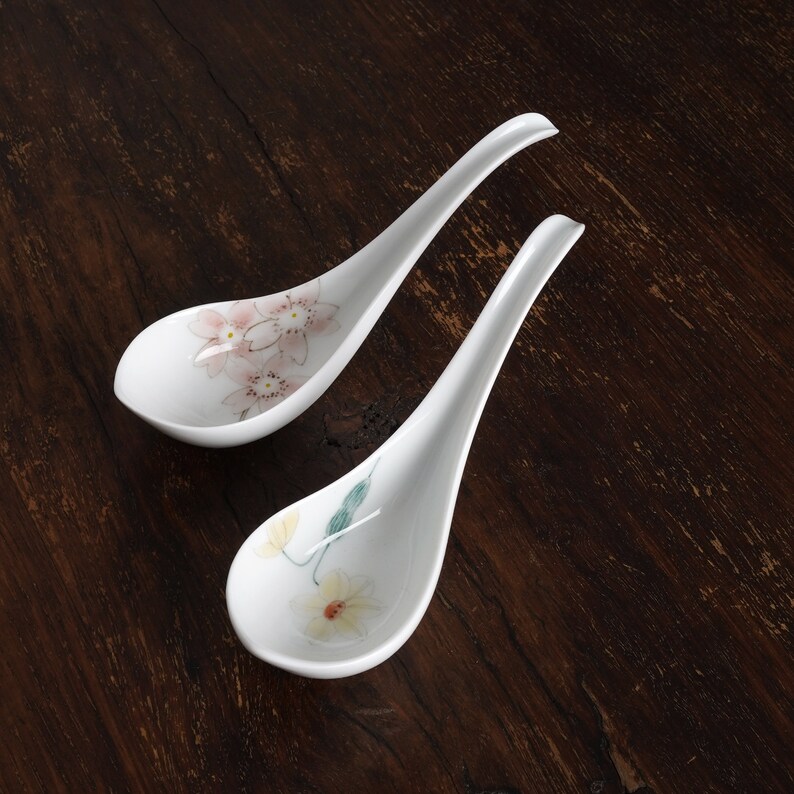 Chinese Soup Spoons,cherry Blossom Sakura Soup Spoon,floral Ceramic ...