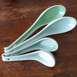 Chinese Ceramic Spoon, Blue Spoon, Ramen Spoon, Soup Spoon, Short Spoon ...