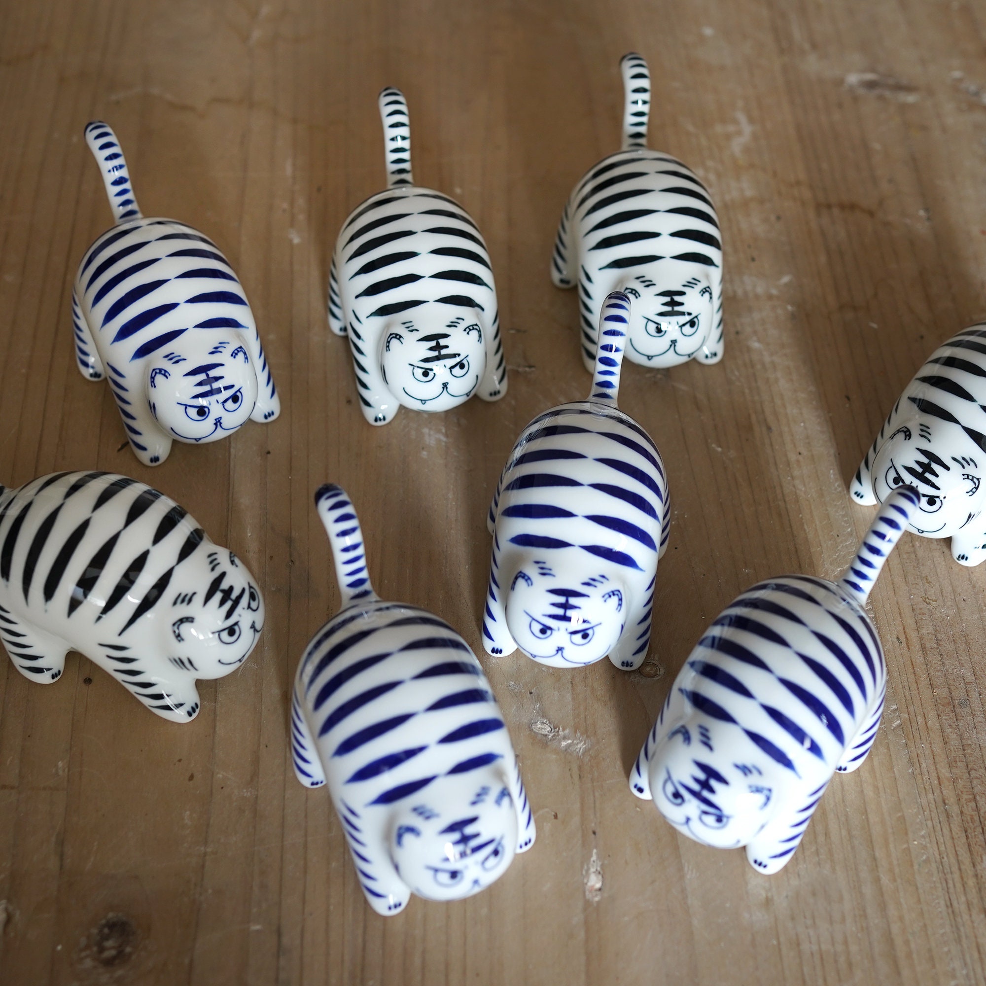 Blue and White Tiger Figurine, Ceramic Tiger, Christmas Gift, Ceramic ...