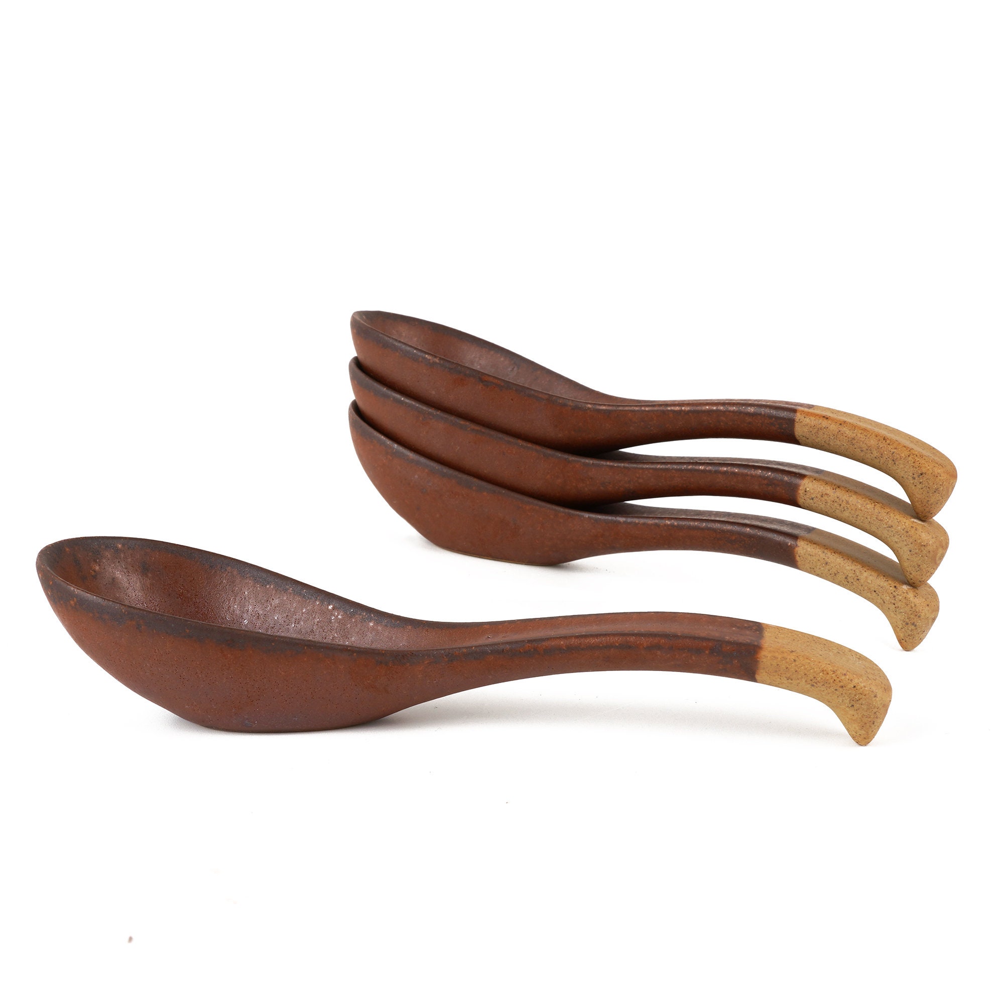 Soup Spoon Japanese Spoon Brown Ceramic Spoons Ramen Spoon Rice Spoon ...