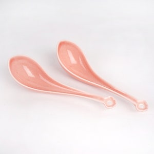 Chinese Ceramic Spoon Set, Pink Spoon, Ramen Spoon, Soup Spoon, Short ...