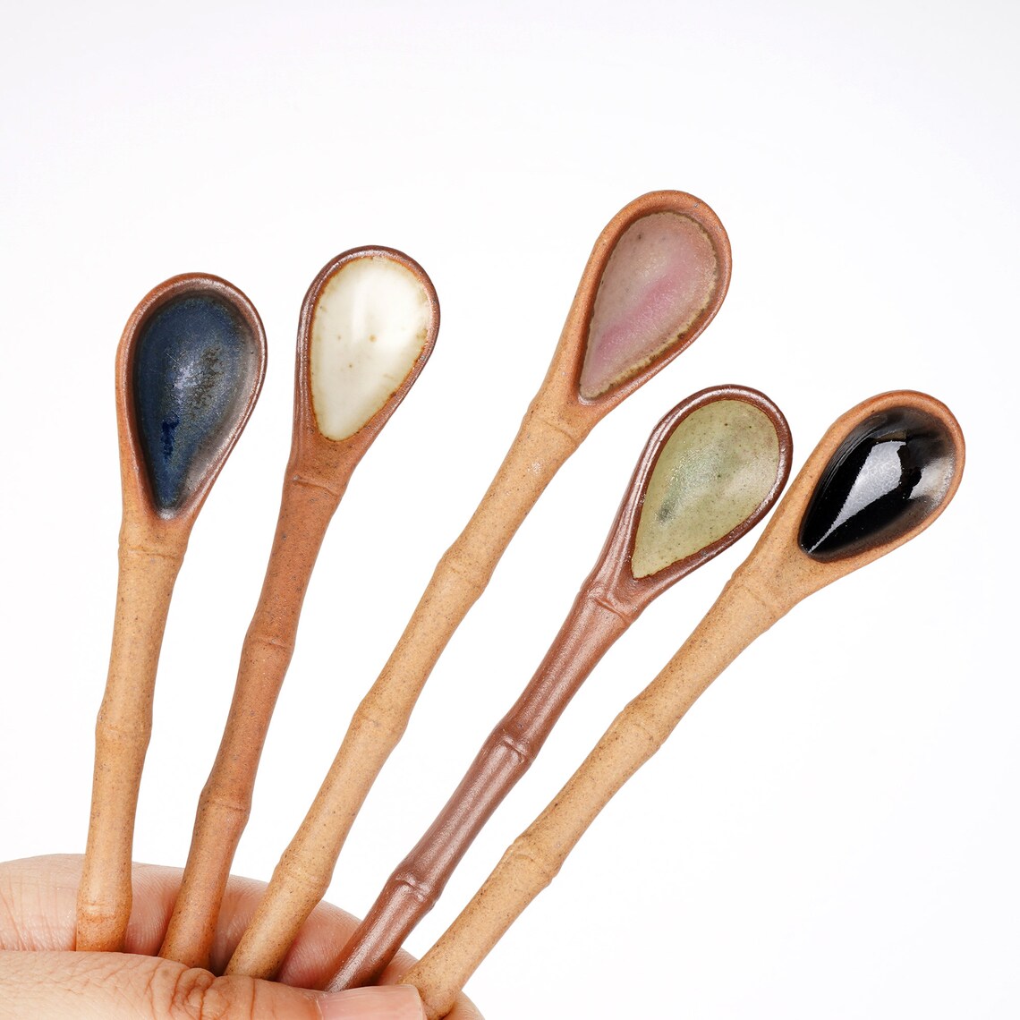 Stoneware Ceramic Coffee Spoon/bamboo Shape Handle Stir Stick,salt ...