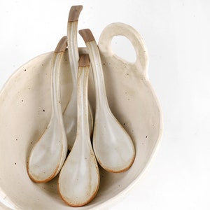 Ceramic Soup Spoons, White Japanese Spoon Large for Ramen Pho Wonton ...
