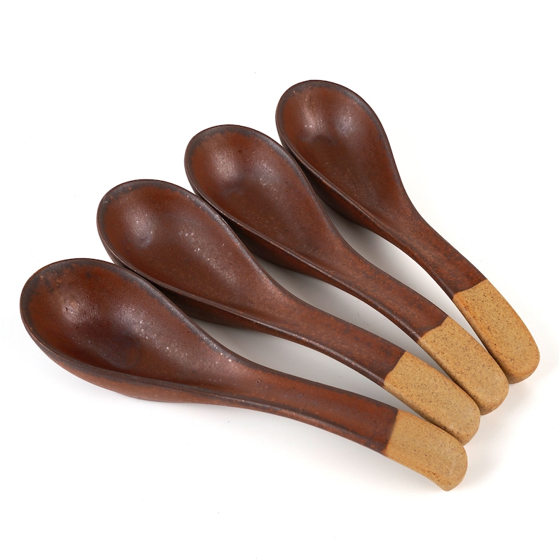 Soup Spoon Japanese Spoon Brown Ceramic Spoons Ramen Spoon Rice Spoon ...