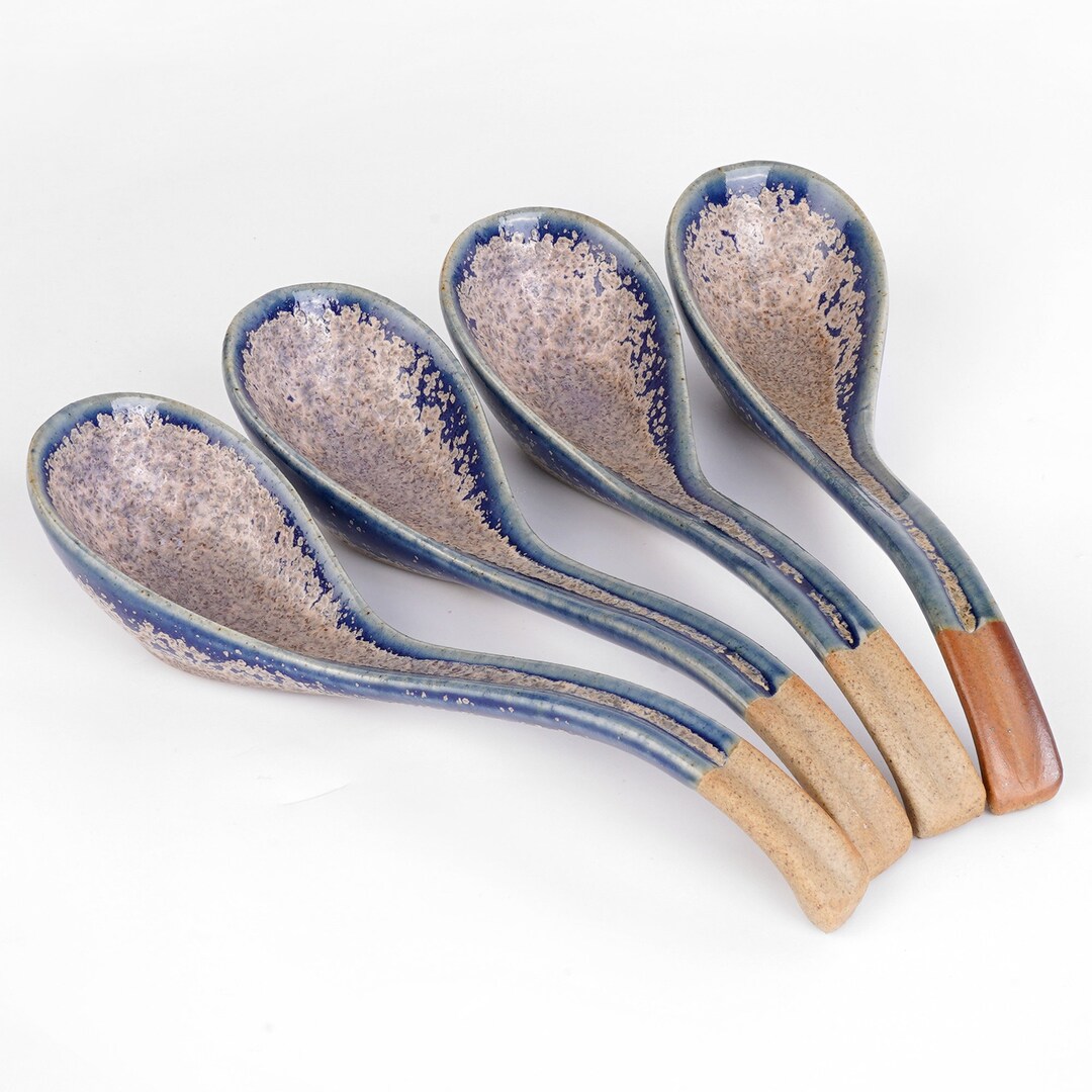 Ceramic Soup Spoons, With Long Handle Easy to Hold, Non-slip Bottom ...