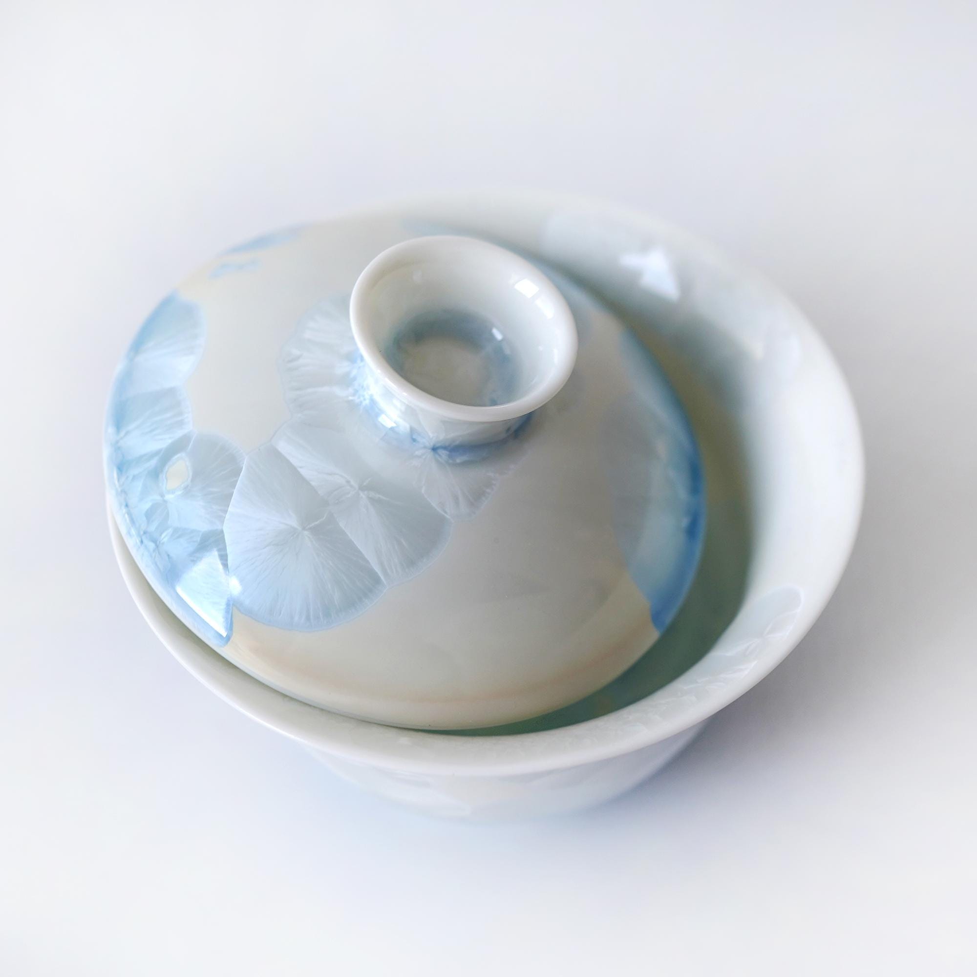 Mothers Day Gift Blue and White Crystal Glaze Gaiwan Set,gaiwan Tea Cup ...