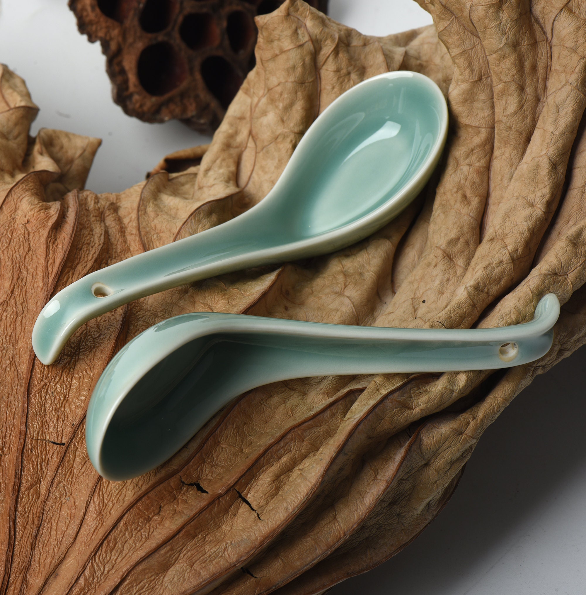 Chinese Ceramic Spoon Blue Spoon Ramen Spoon Soup Spoon - Etsy