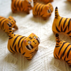 Yellow Tiger Figurine, Ceramic Tiger, Christmas Gift, Ceramic Animal ...
