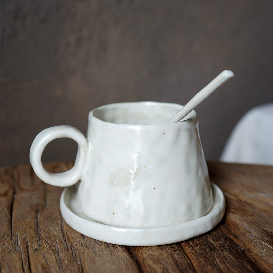 Coffee Mug Set of 3handmade Ceramic Tea Cup With Saucer and - Etsy