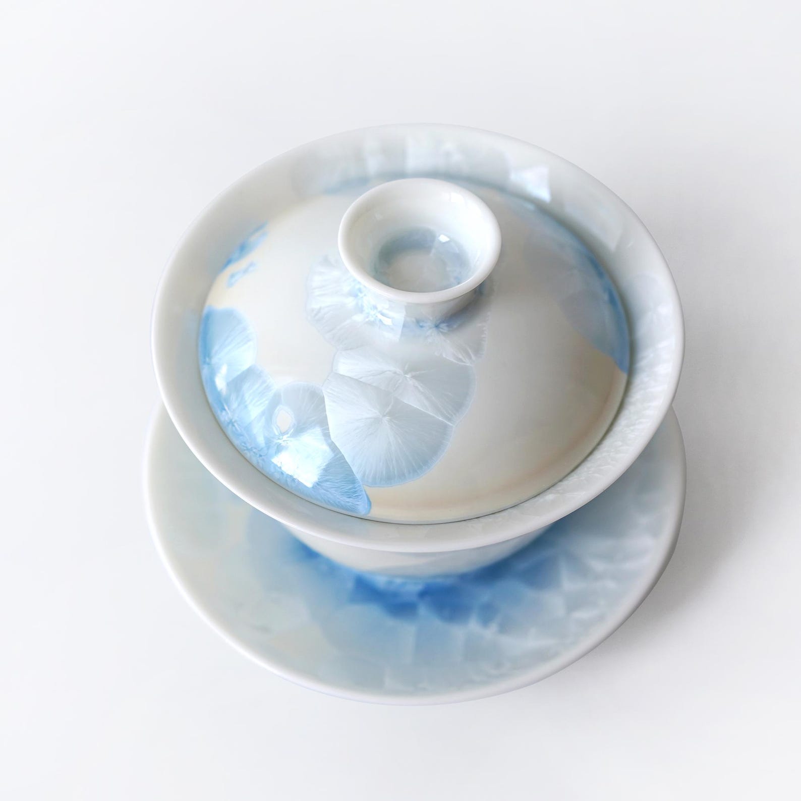 Mothers Day Gift Blue and White Crystal Glaze Gaiwan Set,gaiwan Tea Cup ...
