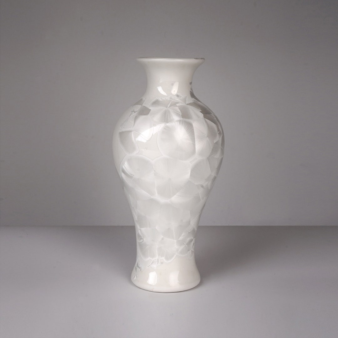 Crystalline Ceramic Vase Handmade Decorative Single Flower Vase,white ...