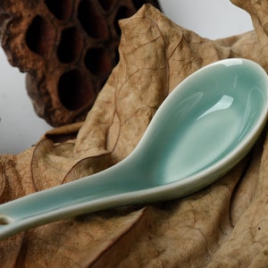Chinese Ceramic Spoon, Blue Spoon, Ramen Spoon, Soup Spoon, Short Spoon ...