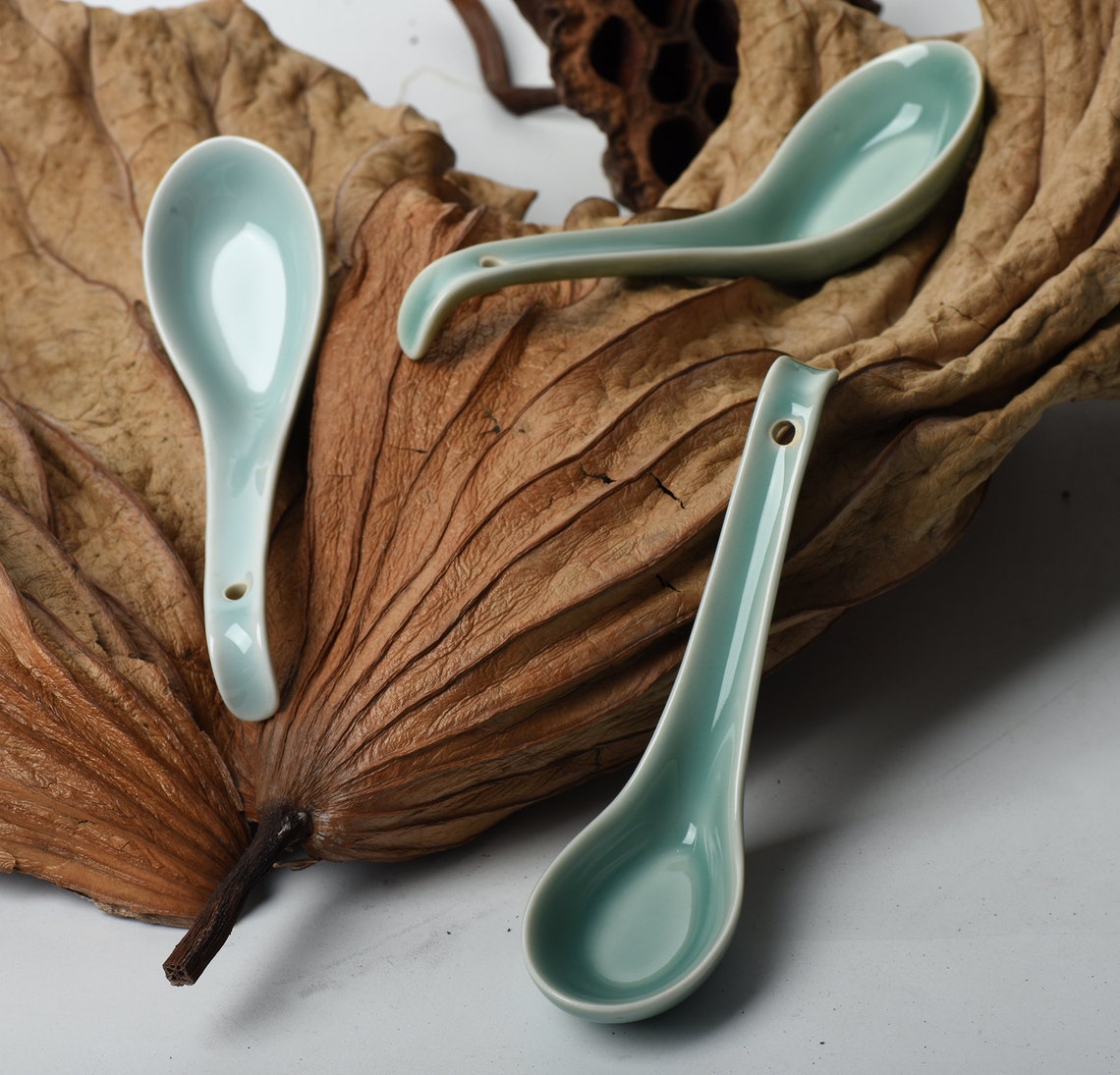 Chinese Ceramic Spoon Blue Spoon Ramen Spoon Soup Spoon - Etsy