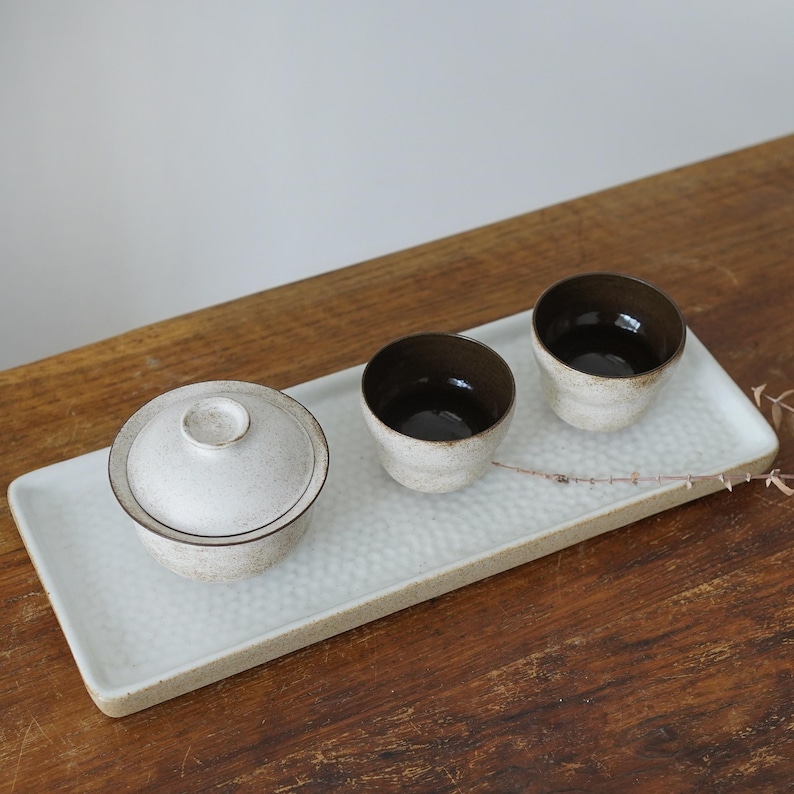 Handmade Ceramic Gaiwan Tea Set| Rustic White Porcelain Gaiwan With ...