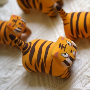 Yellow Tiger Figurine, Ceramic Tiger, Christmas Gift, Ceramic Animal ...