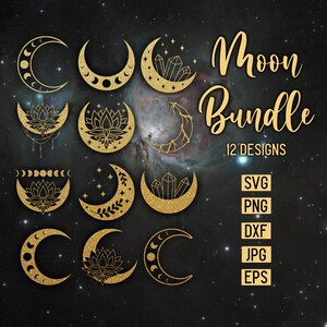 Moon SVG Bundle | Celestial Svg | Moon Cut Files | Crystal Moon Svg ...