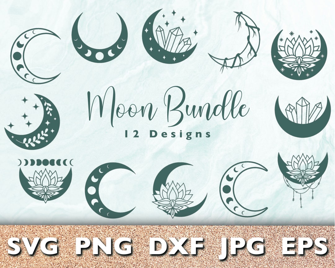 Moon SVG Bundle | Celestial Svg | Moon Cut Files | Crystal Moon Svg ...