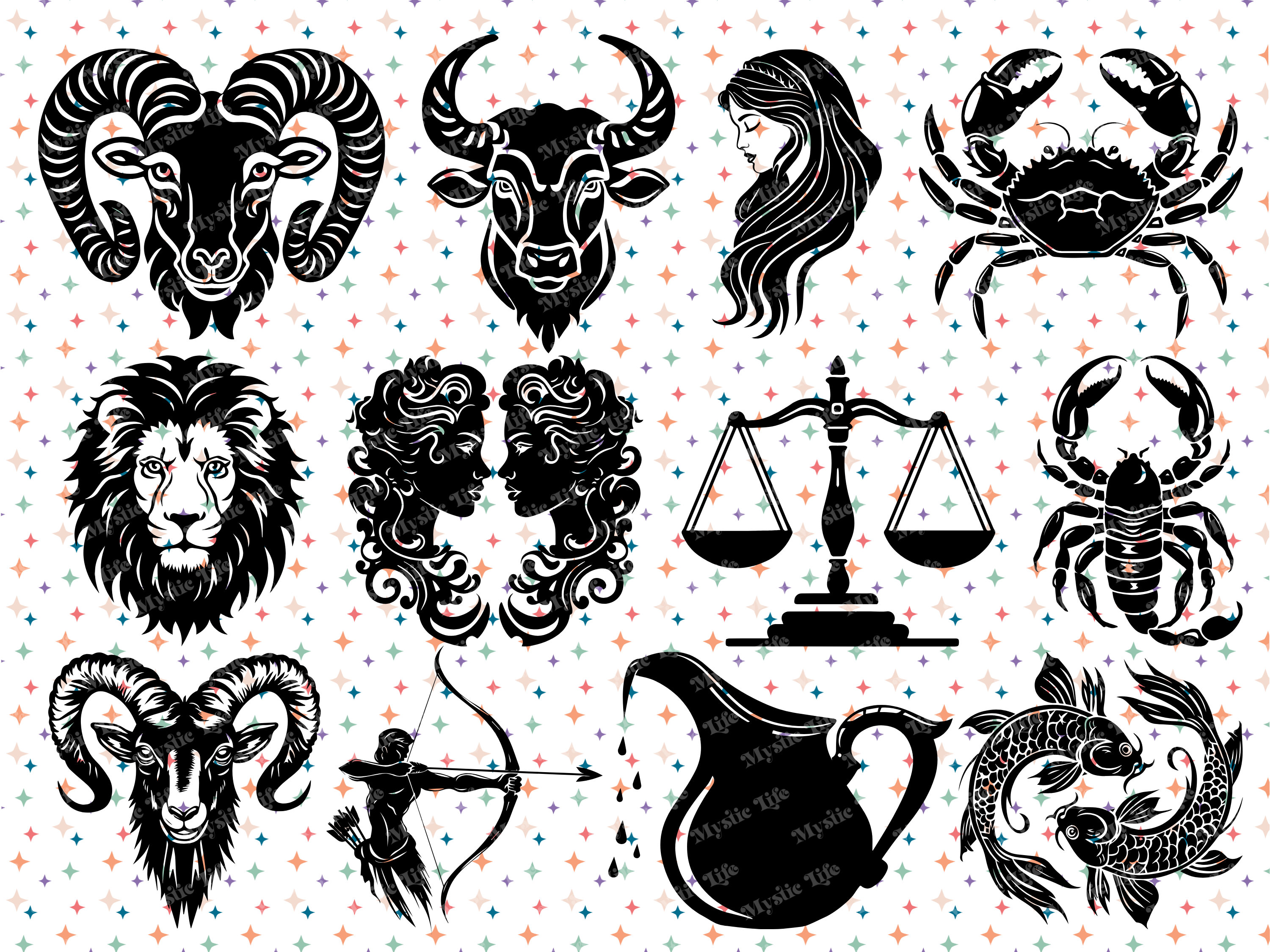 Zodiac Svg Bundle, Astrology Signs Svg, Zodiac Sign Svg, Horoscope Svg ...