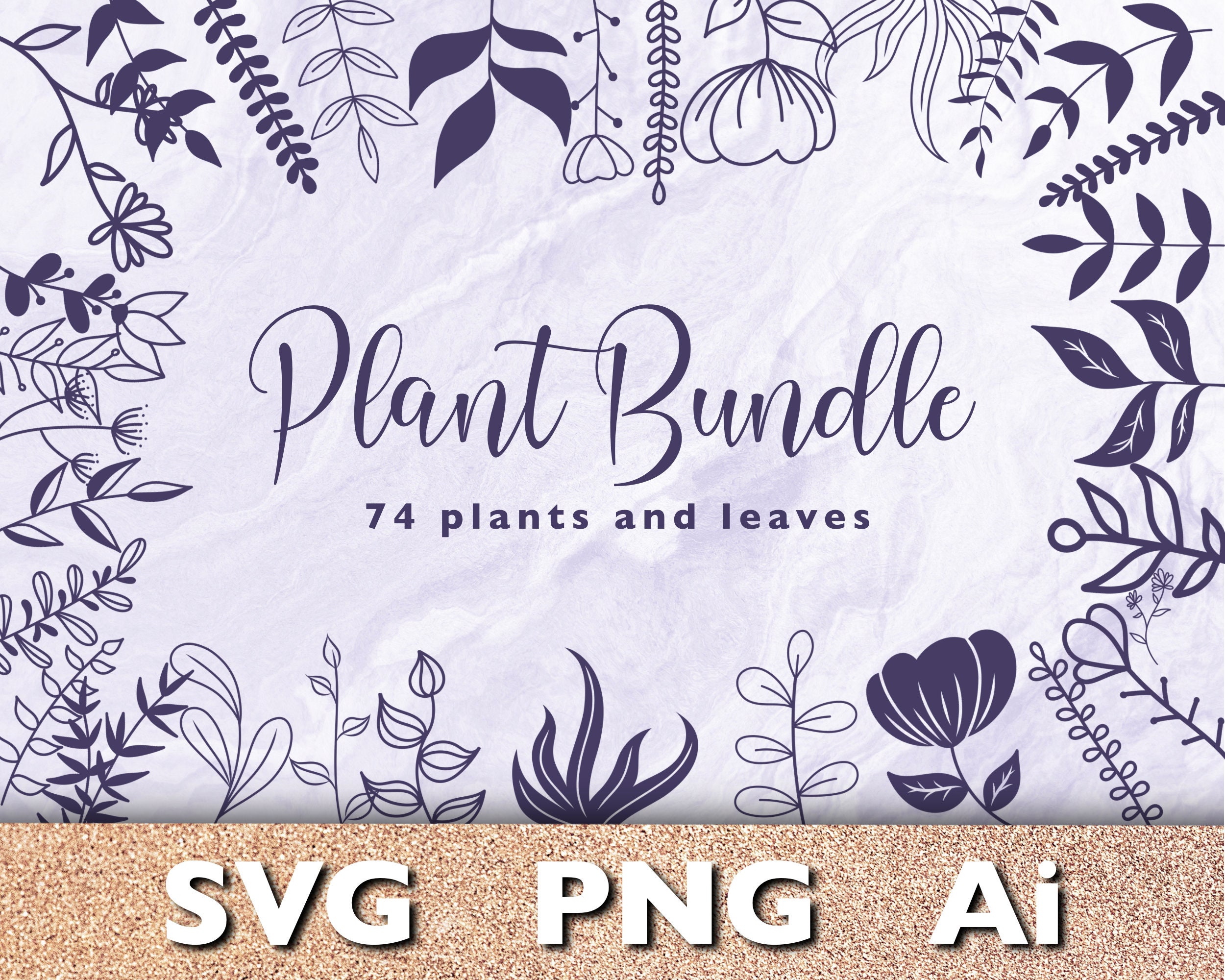 Plants SVG Bundle | 74 Plants and Leaves | Plants Clipart | Leaves PNG ...