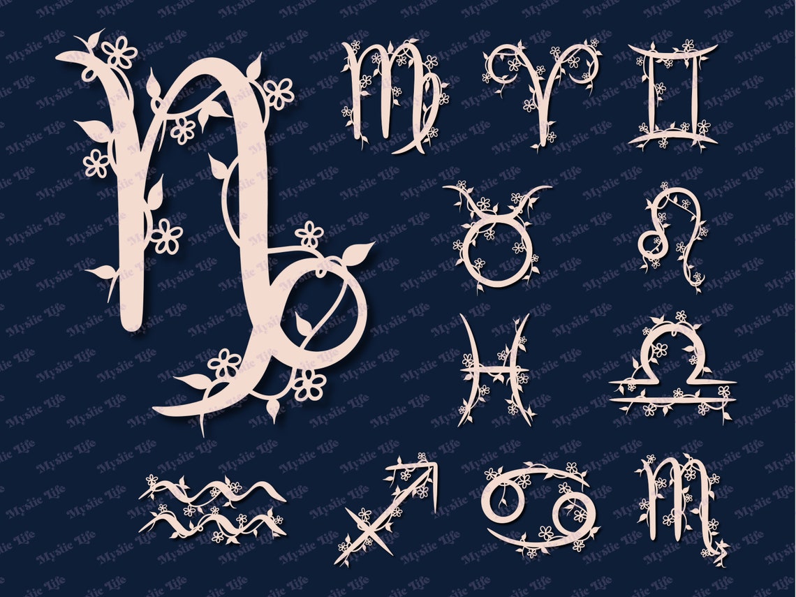 Zodiac Sign SVG Bundle, Printable Art, SVG Files for Cricut, Zodiac ...