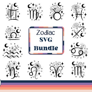 Zodiac Sign SVG Bundle, Horoscope SVG, Astrology Svg, Zodiac Clipart ...