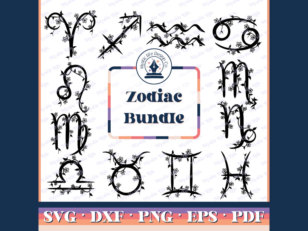 Zodiac Sign SVG Bundle, Printable Art, SVG Files for Cricut, Zodiac ...