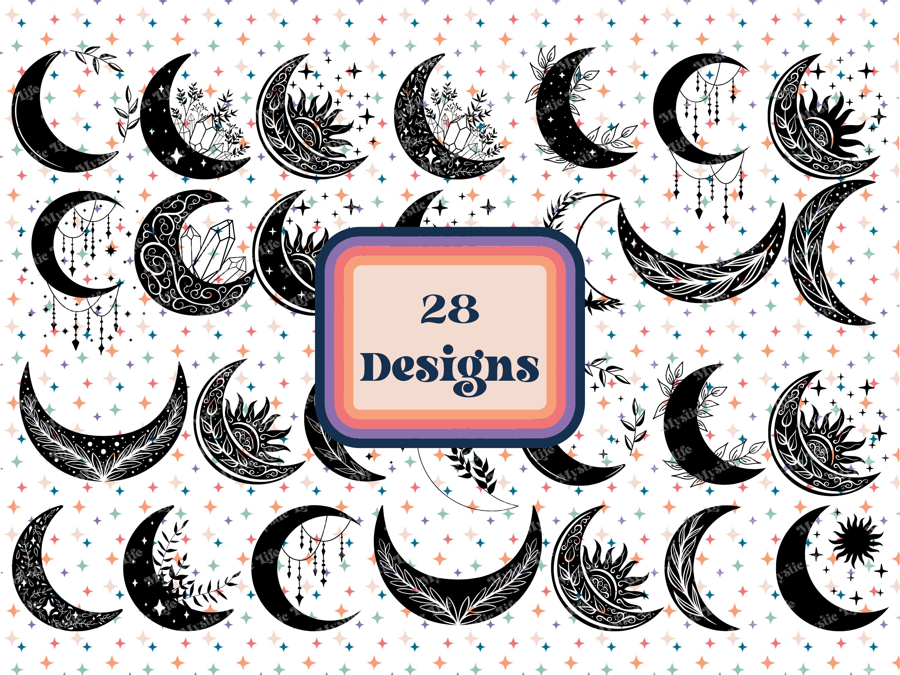 Boho Moon SVG Bundle, Celestial Svg, Mystical Moon Phase, DXF Files for ...