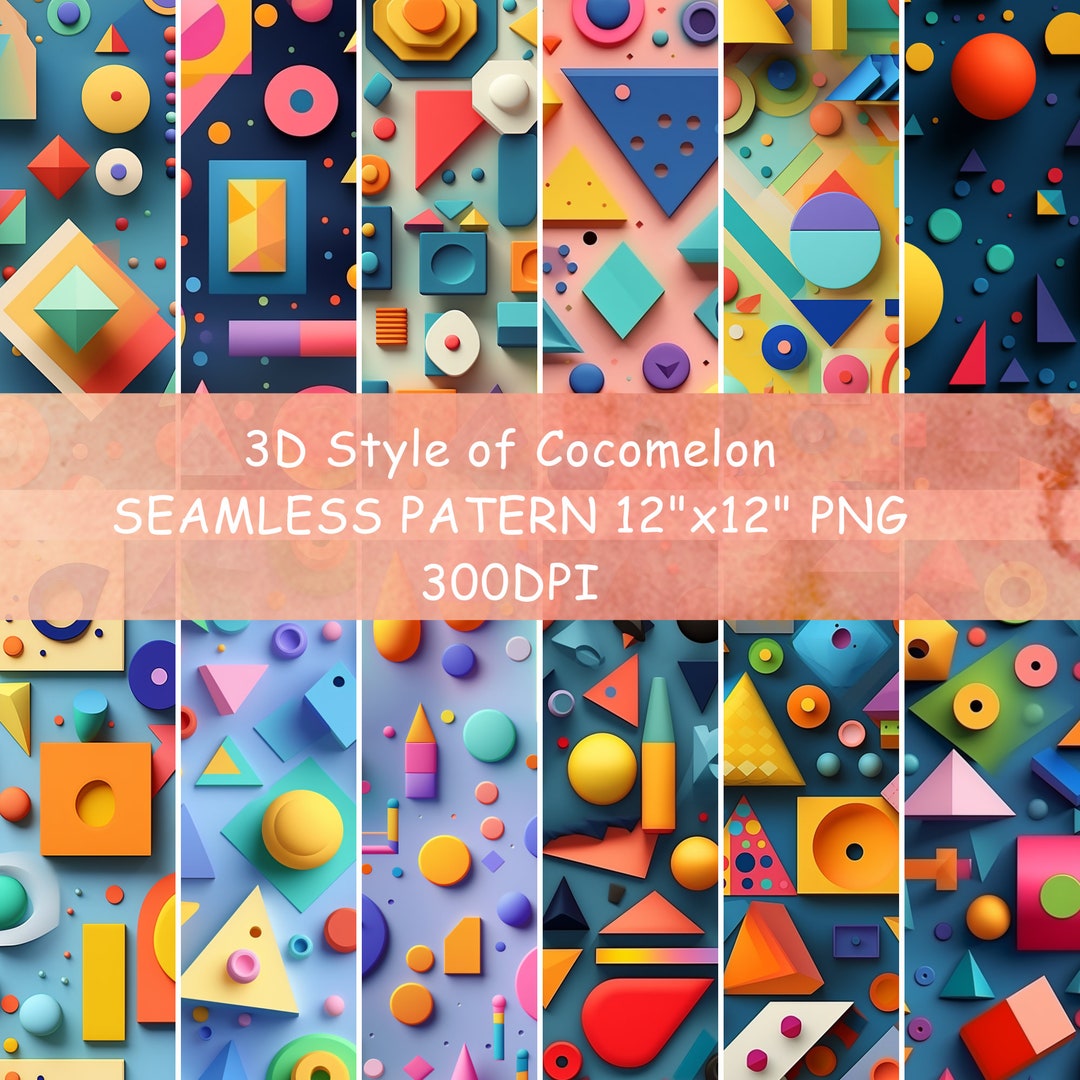 12 3D Style of Cocomelon Seamless Pattern 12x12in 300DPI Commercial Use ...