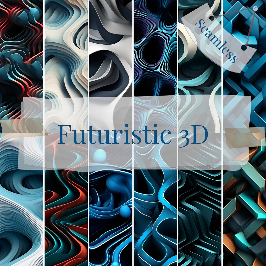 12 futuristic 3D, Seamless Pattern, for Scrapbooking, Crads ...